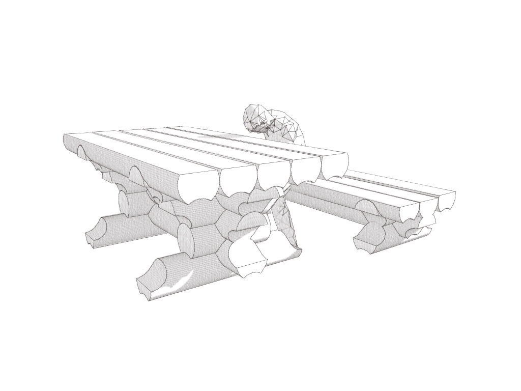 bench and table made of 240 mm logs by Projectstroy drawings log cabins ...
