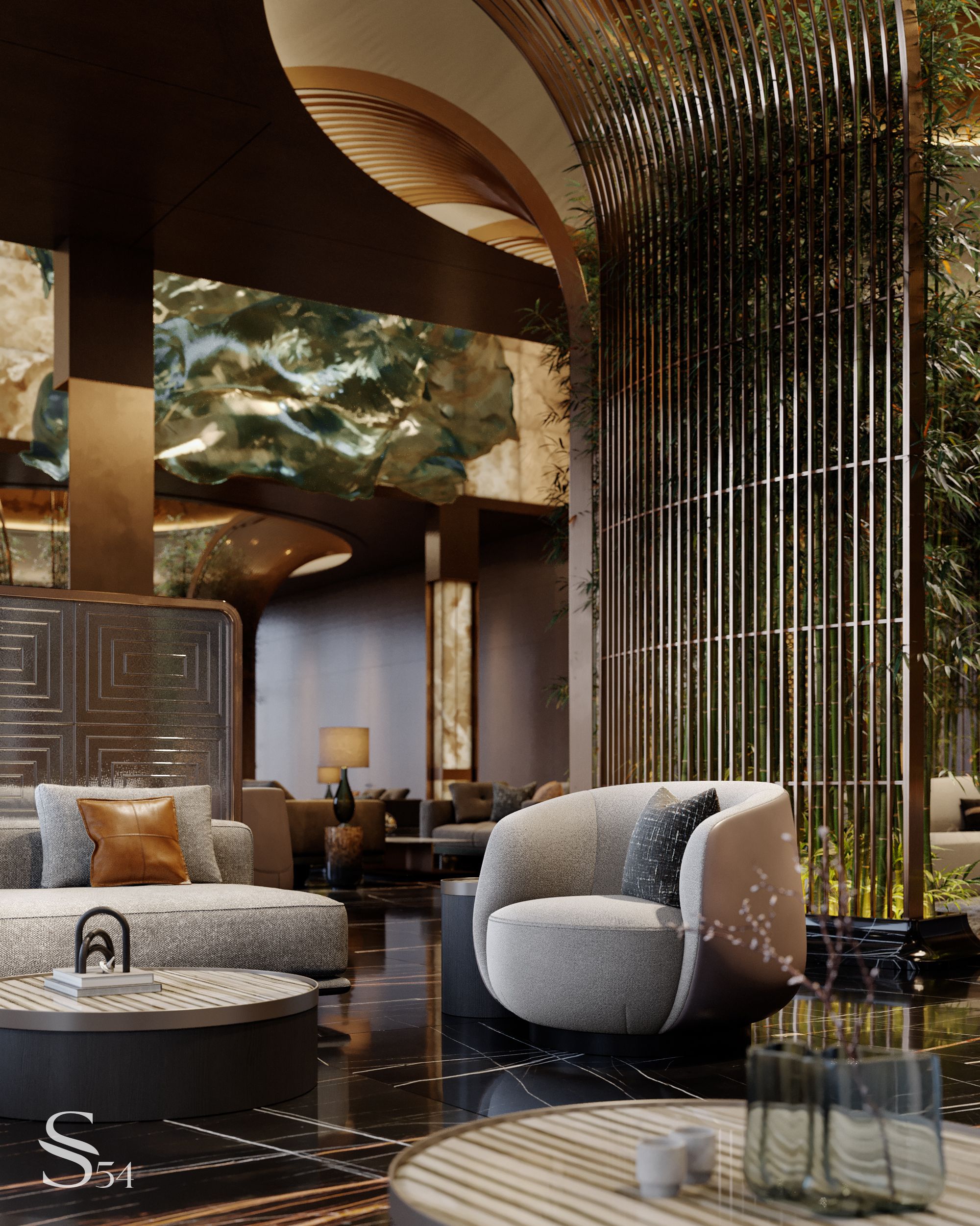 Exquisite lobby design of a luxury grand hotel in Tokyo by Studia 54 ...