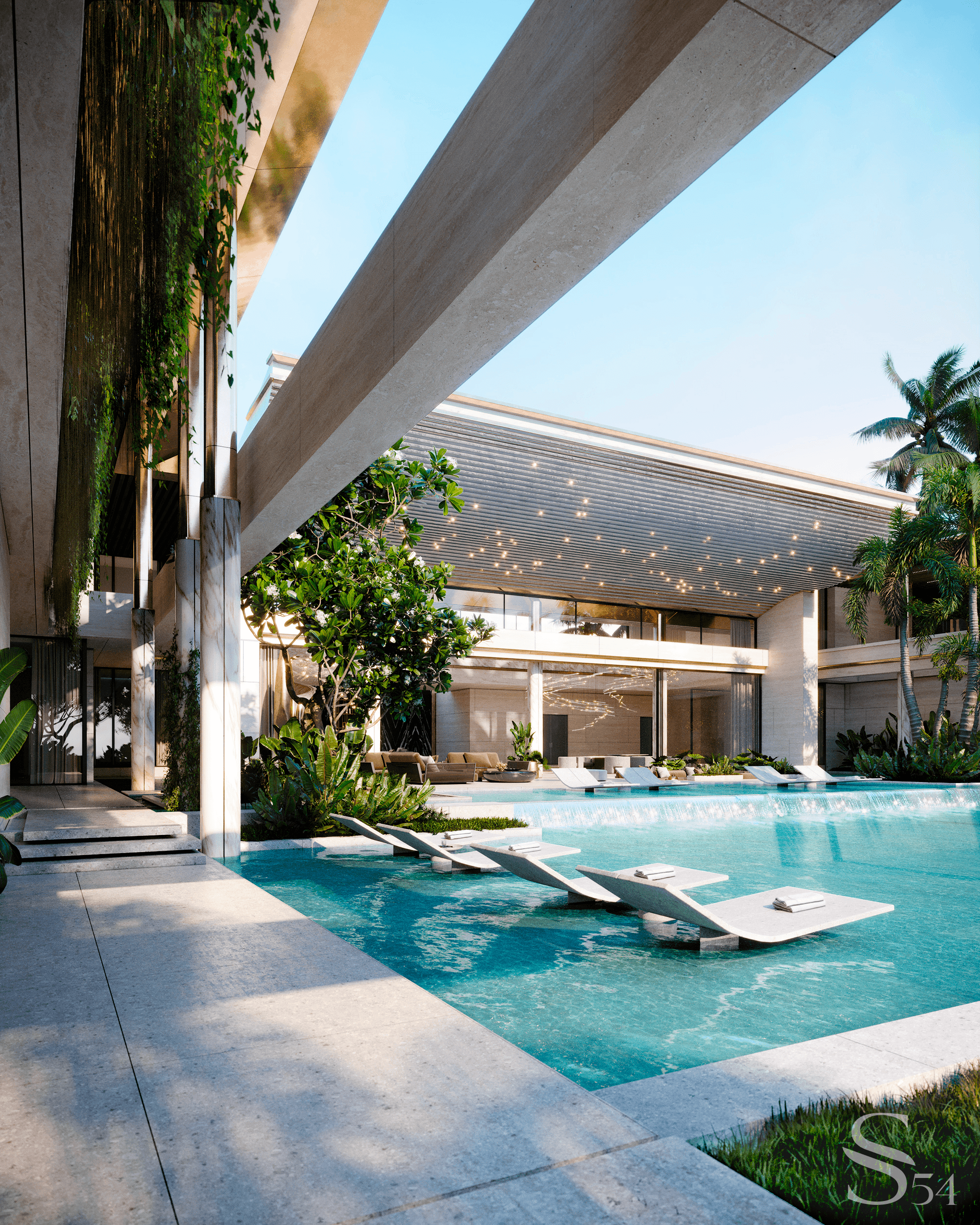 Architectural project of a villa in Kuwait with starry sky installation ...