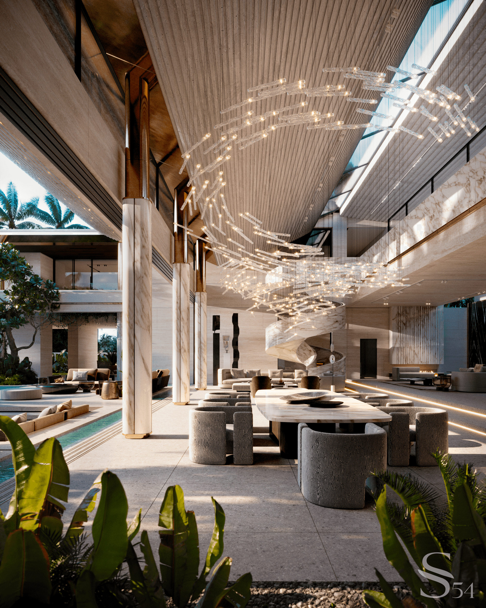 Architectural project of a villa in Kuwait with starry sky installation ...