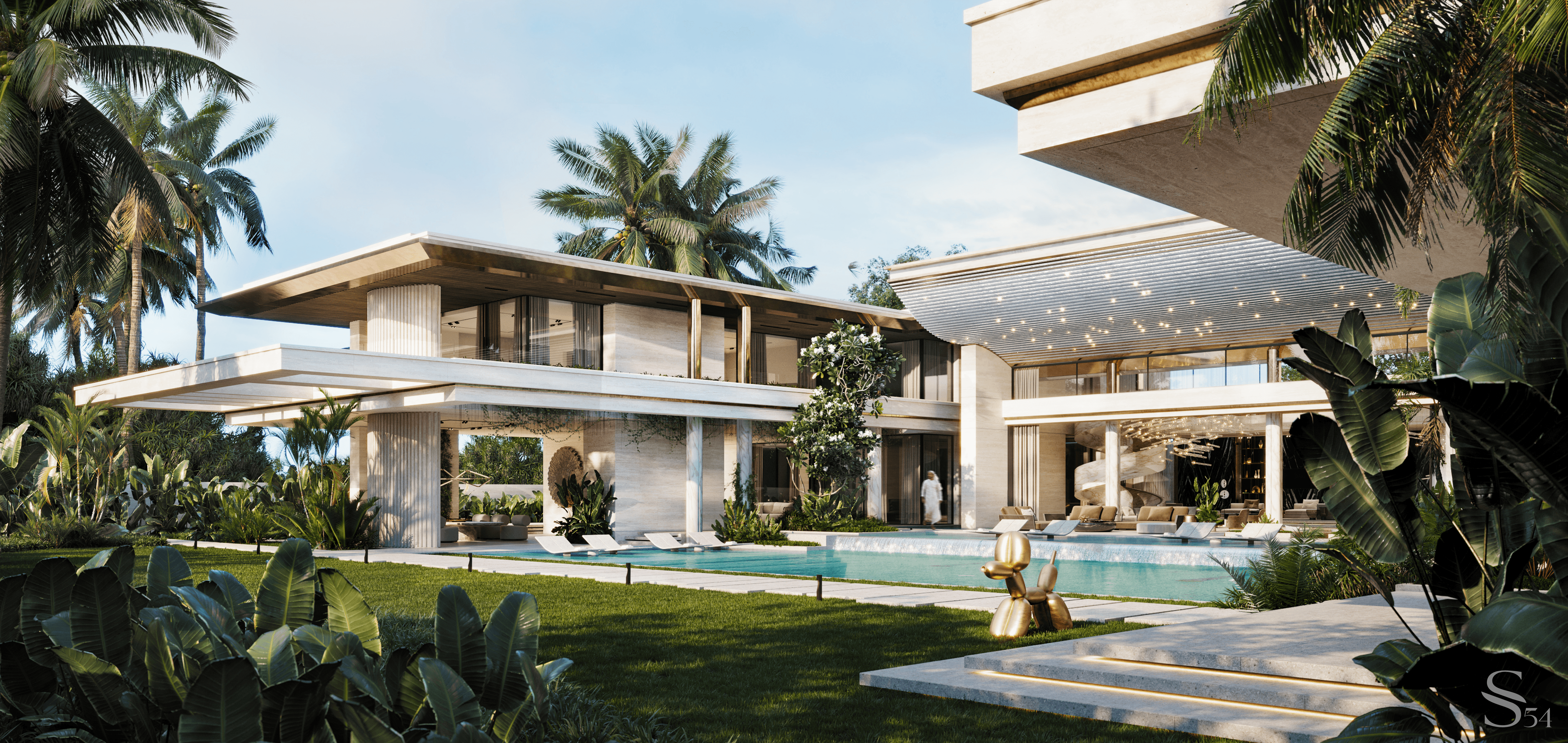 Architectural project of a villa in Kuwait with starry sky installation ...