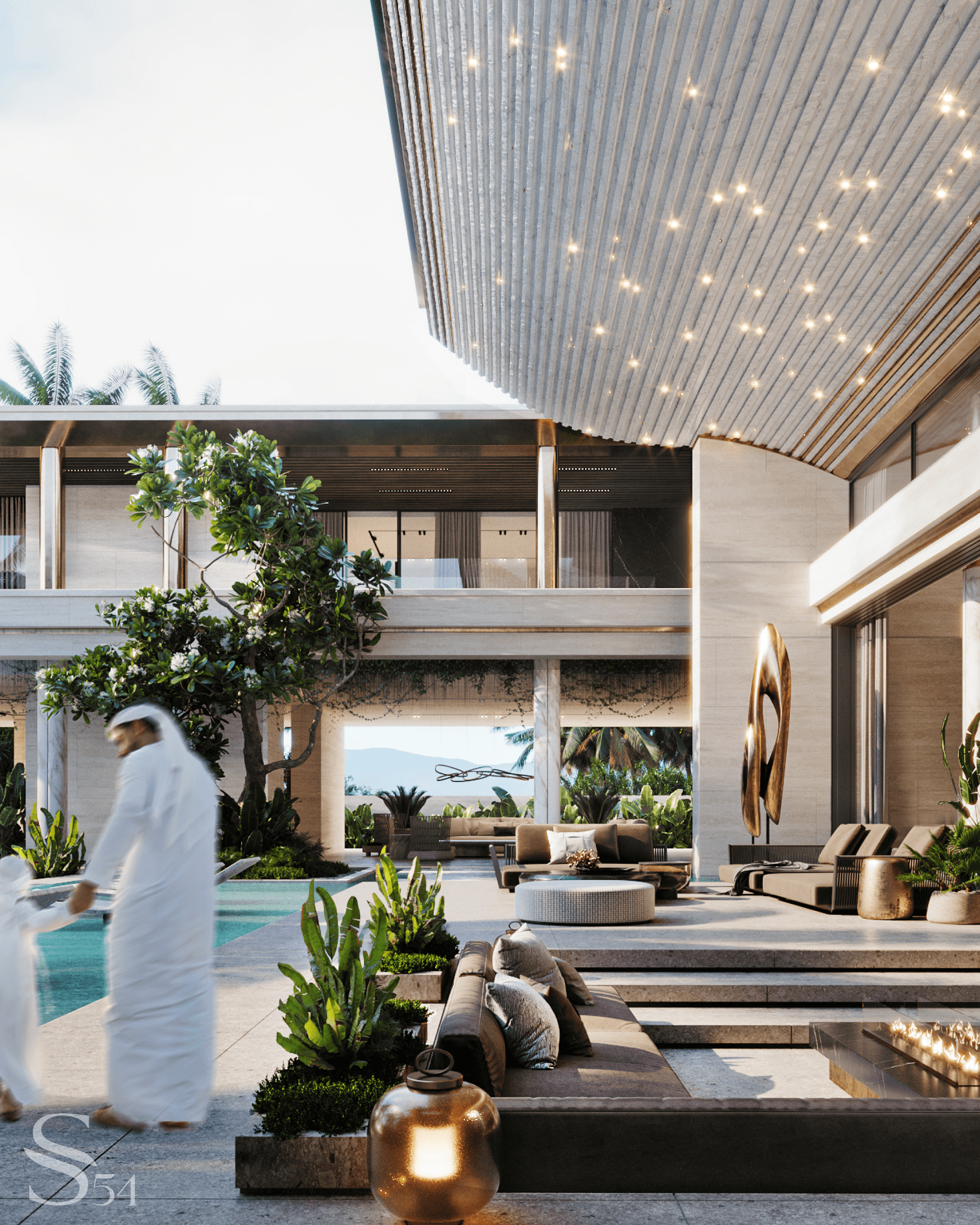 Architectural project of a villa in Kuwait with starry sky installation ...