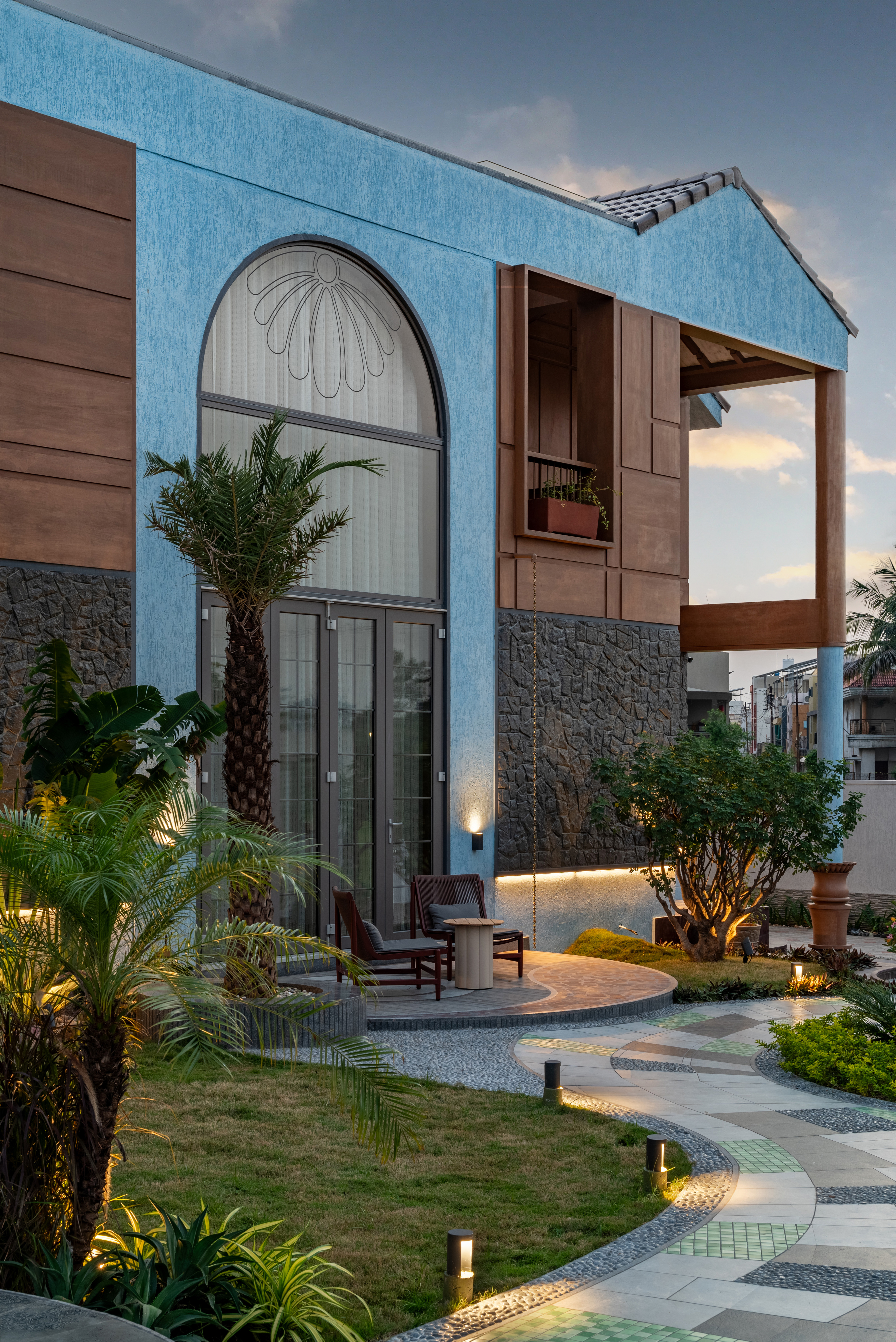 Blue courtyard house by MANOJ PATEL DESIGN STUDIO - Architizer