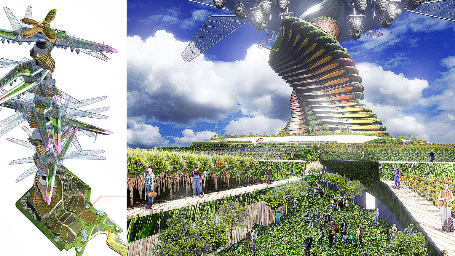 Vertical+Horizontal Farm Tower - Architizer