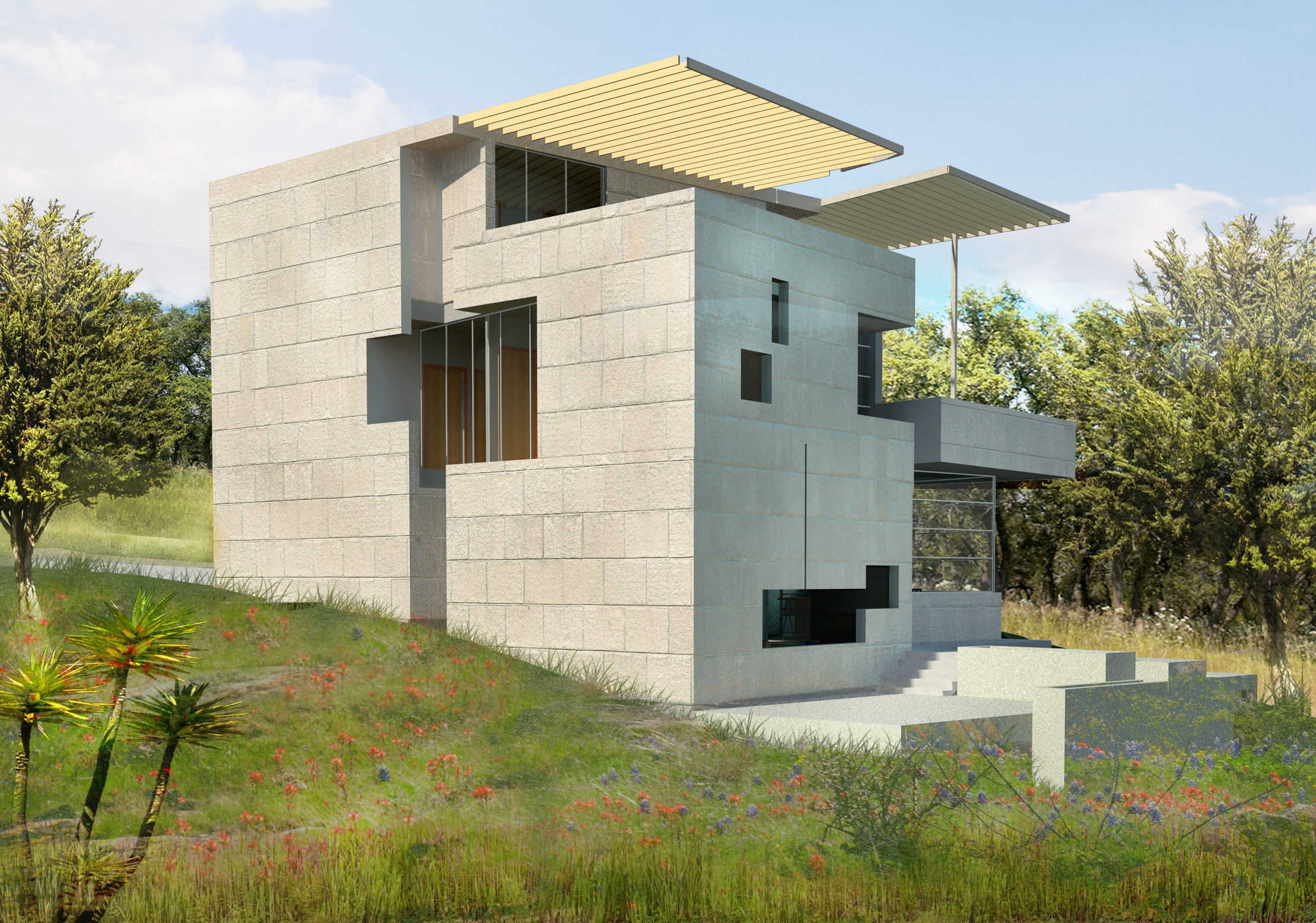 Sculpted Stone Cube House by Bercy Chen Studio LP - Architizer